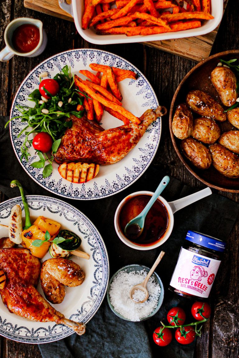 Glasiertes knuspriges Hähnchen vom Grill - Holla die Kochfee